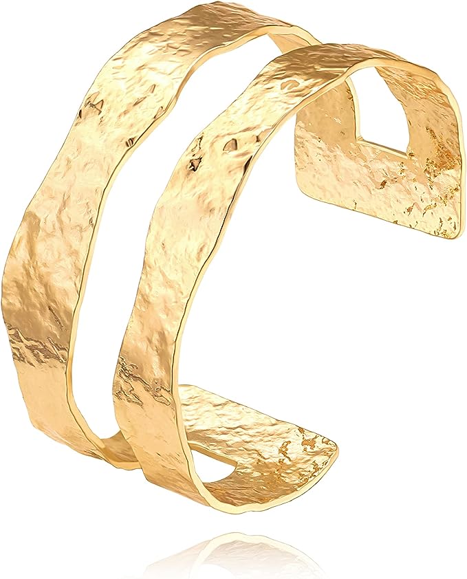 18k Gold Layer Hammer Cuff Bangle – Liv Oliver
